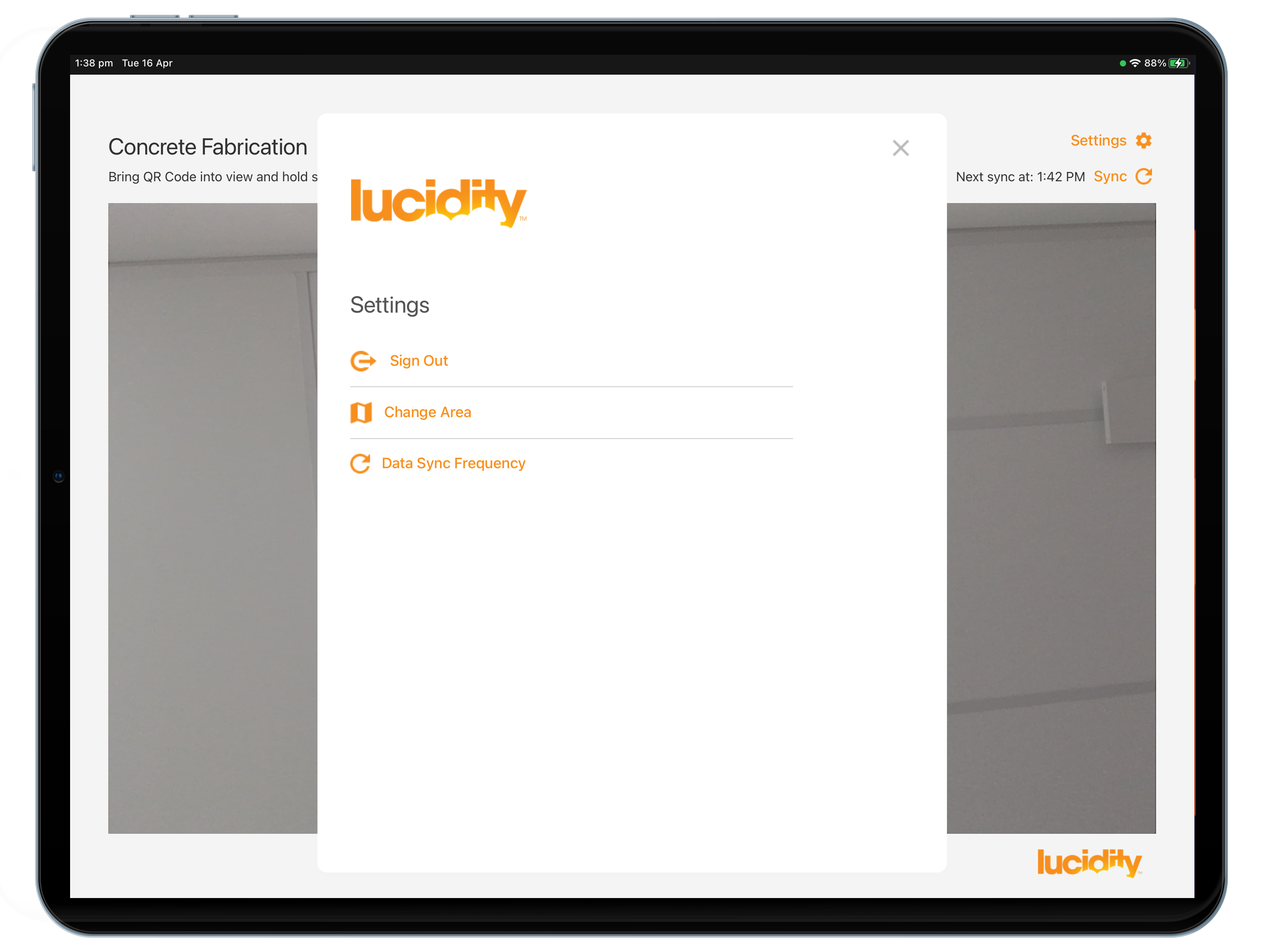 Signing out of the OnSite Kiosk App – Lucidity