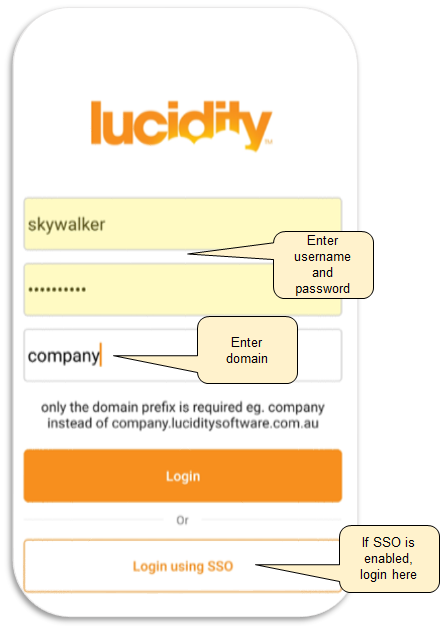 Logging into the Mobile App – Lucidity